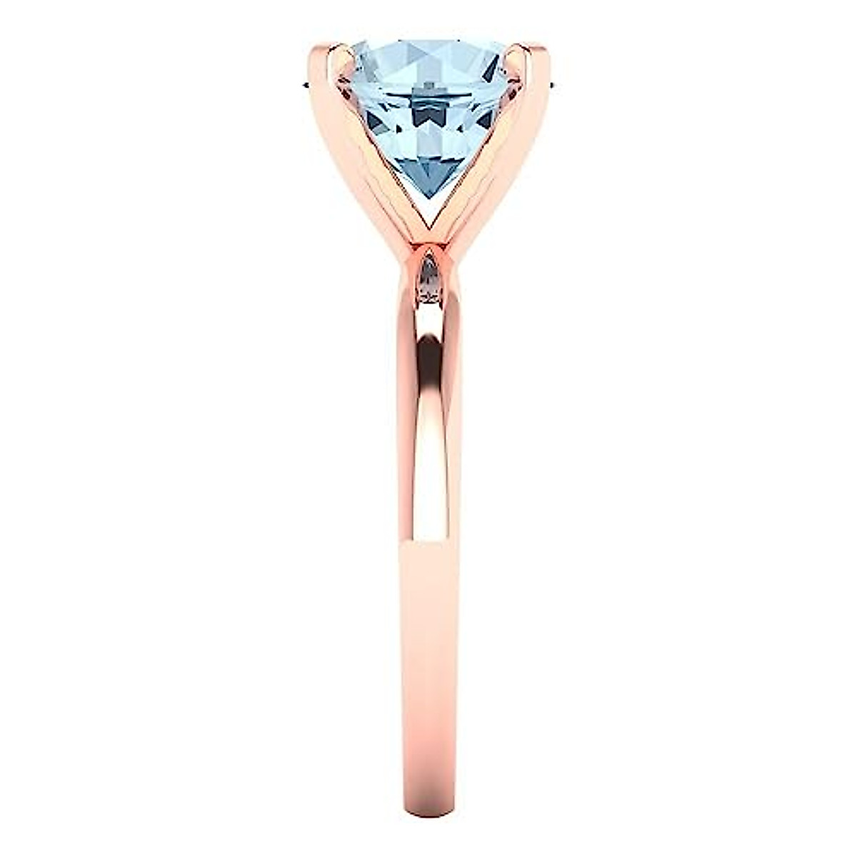 Clara Pucci 3.0 ct Round Cut Solitaire Natural Aquamarine Engagement Wedding Bridal Promise Anniversary Ring in 18K Rose Gold Size 8.25