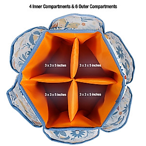 SINGER 360 Degree Rotating Organizer for Tabletop, Counter, Storage, Sewing Supplies, Art Supplies with Compartments, Butterfly Floral Print