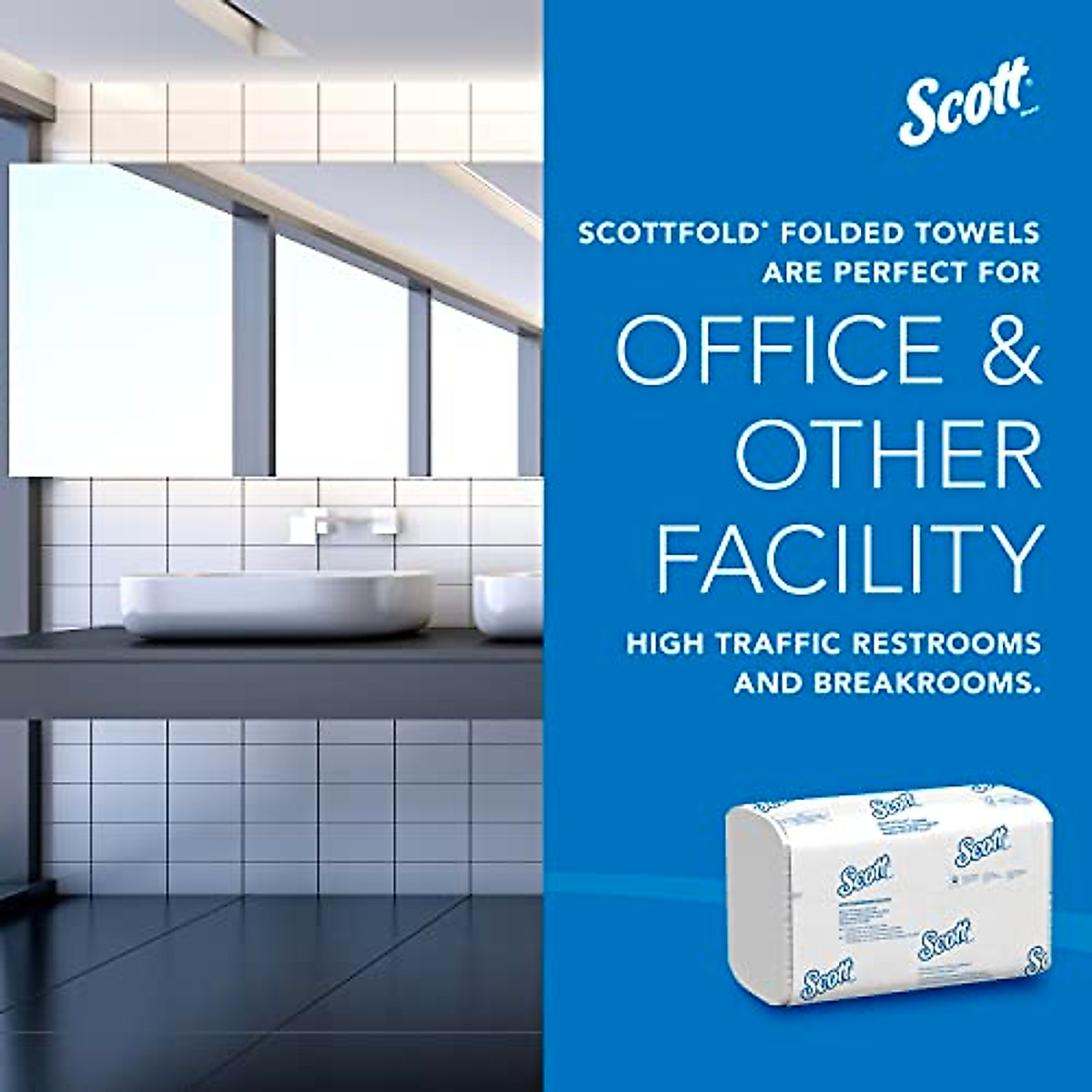 Scott® Pro™ Scottfold™ Multifold Paper Towels (01980), with Absorbency Pockets™, 9.4" x 12.4" sheets, White, (175 Sheets/Pack, 25 Packs/Case, 4,375 Sheets/Case)