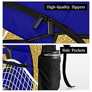 SunFancyCustom Volleyball Print Blue Backpack Personalized Daypack Laptop Travel Hiking Bag with Name