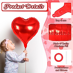 12 Pcs Red Heart Balloons,18 Inch Heart Foil Balloons Love Balloons Valentine Balloons for Birthday Party Wedding Engagement Party Baby Shower Valentine Day Decorations (red)