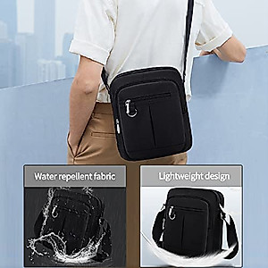 Vaupan Messenger Bag for Men, Small Crossbody Bag Water Resistant Sling Shoulder Bag for Travel School Work Business (Black)