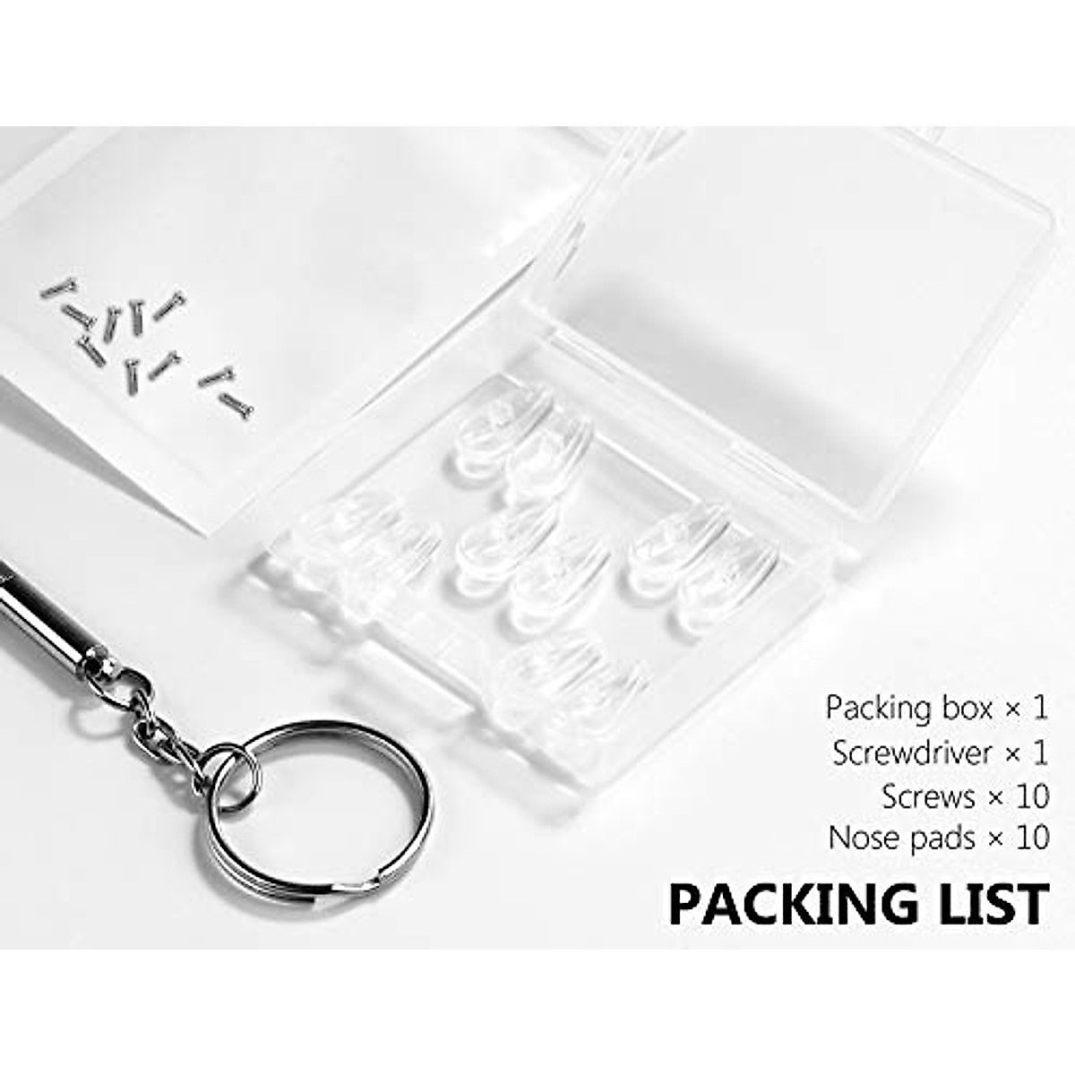 YR 15mm Soft Silicone Air Chamber Eyeglass Nose Pads, Eyeglass Repair Kit, Glasses Screws And Micro Screwdriver, 5 Pairs Of Screw-in 15mm Air Bag Glasses Nose Pad Set