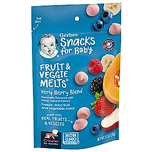 Gerber Snacks for Baby Fruit & Veggie Melts, Very Berry Blend, 1 Ounce (Pack of 7)