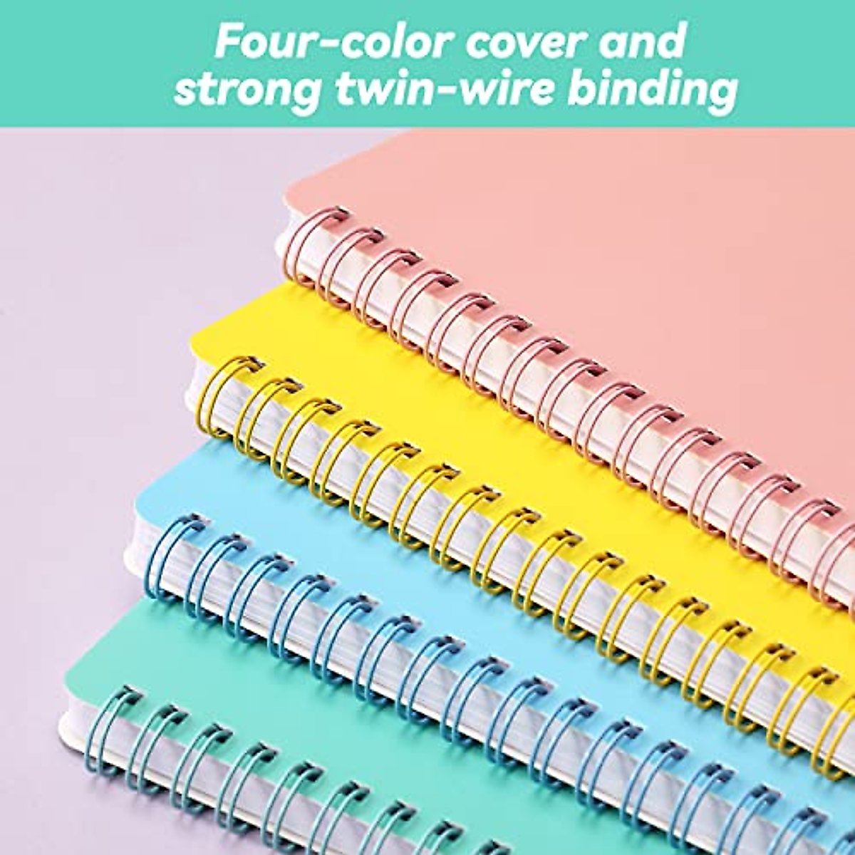 Spiral Notebook - 4 Pack Spiral Notebook, 5.6'' x 8.25'', 80 Sheets / 160 Pages Per Notebook, Spiral Notebook with Twin-Wire Binding, Journals for Women, College Ruled Notebooks with 4 Colors
