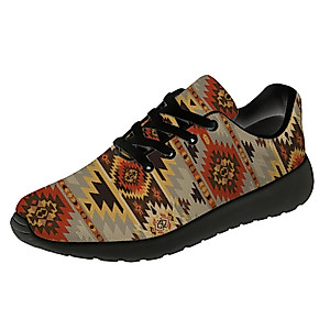 Southwest Print Shoes for Women Men Tennis Running Shoes Walking Sneakers Native American Aztec Print Shoes for Travel Golf Jogging,US Size 6
