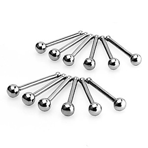JEWELRIESHOP 40pcs Nose Ring Studs Stainless Steel Nose Piercing Jewelry Bone Studs for Women Men Hypoallergenic 22G (1.5mm,Silver Ball)