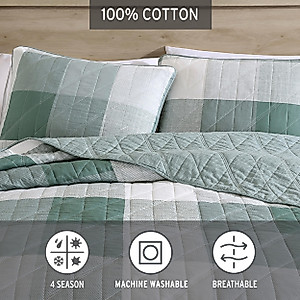 Eddie Bauer - King Quilt Set, Cotton Reversible Bedding with Matching Shams, Medium Weight Home Decor (Boulder Green, King)