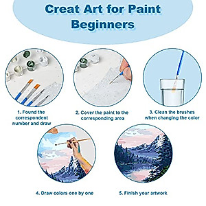 Qoosea 4 Pack Paint by Numbers for Adults Landscape DIY Art Craft for Beginner Acrylic Painting On Canvas by Number for Home Wall Decor 12X16inch