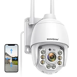 BOAVISION Security Cameras Wireless Outdoor,Home Security Surveillance Camera System,360° View WiFi Pan Tilt,Floodlight Color Night Vision,Motion Detection Tracking,2 Way Talk,SD Card Storage