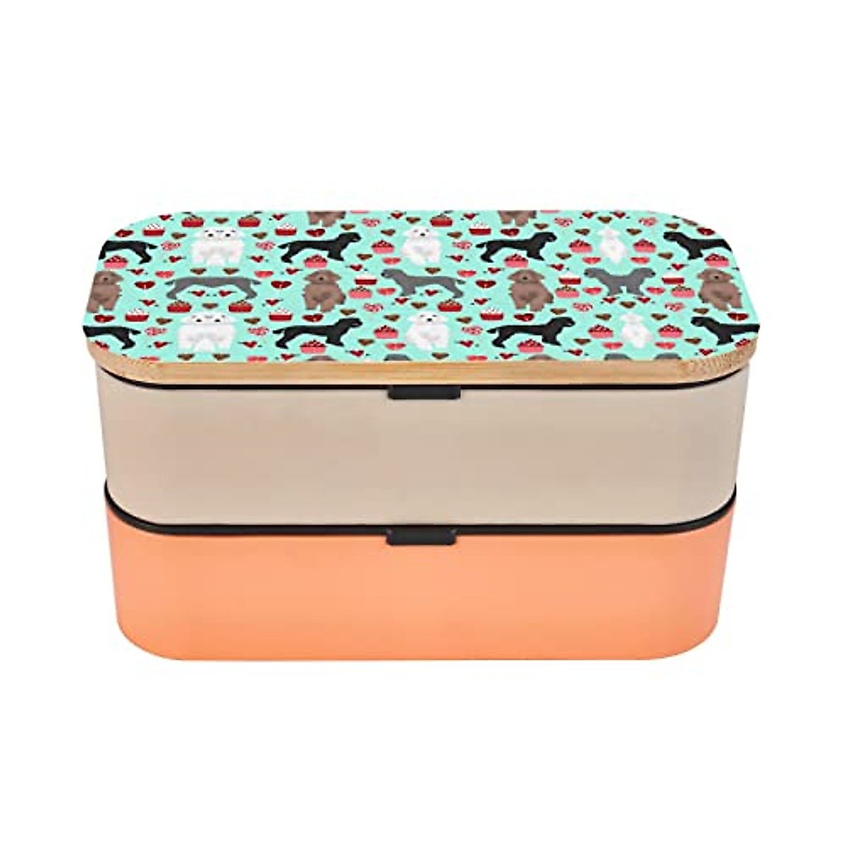 KOOLR Poodles Dogs Print Bento Box Adult Lunch Box With 2 Compartments Stackable For Work Picnic Leak Proof Bento Box