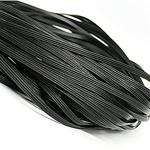 15m (48 Ft) Polyethylene Plastic Rattan Synthetic Wicker Repair Material for Knit and Repair Rattan Chair Table Basket (Black with Lines)