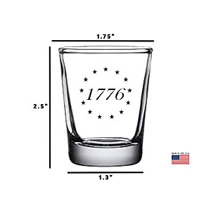Rogue River Tactical Betsy Ross 1776 USA Flag Tattered Shot Glass Gift For Military Veteran or Patriotic American