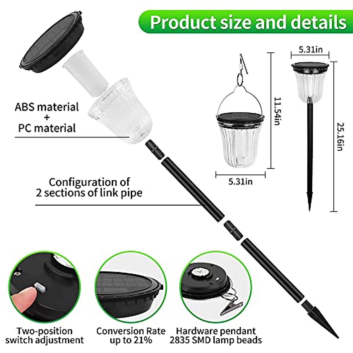 Zisnkdas 200 Lumens Solar Pathway Lights,4 Pack Landscape Path Lights Waterproof, IP65 Warm/White Solar Driveway Lights,Long Lasting LED Solar Walkway Light for Garden,Lawn,Path,Patio