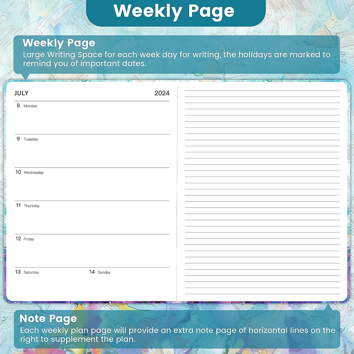 2024 Planner - 2024 Weekly and Monthly Planner, Jan. 2024 - Dec. 2024, 8”× 10”, 2024 Calendar Planner with Inner Pocket, Elastic Closure, Pen Holder, Book Marks - Bluish violet