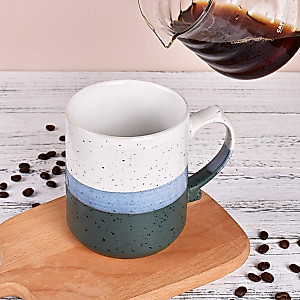 Bosmarlin Large Stoneware Coffee Mug, Big Tea Cup for Office and Home, 21 Oz, Dishwasher and Microwave Safe, 1 PCS (Dark Green)