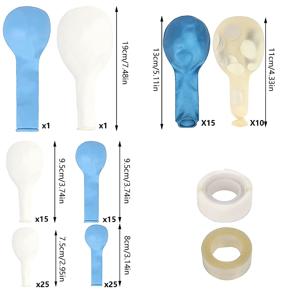 Blue White Silver Balloon Garland Arch Kit, 107Pcs Blue White Silver Balloons Arch Kit with Balloon Chain for Birthday Wedding Baby Decorations Party Decorations