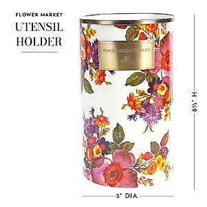 MACKENZIE-CHILDS Flower Market Enamel Utensil Holder, Cute Holder for Utensils, White