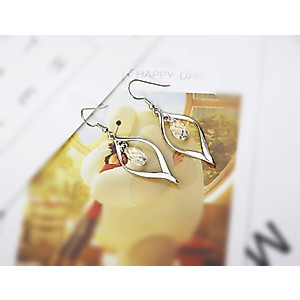 Clearance Swarovski Crystal Twist Leaf Style Fashion 925 Sterling Silver Dangle Earrings for Women in Gold-Plated