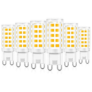 GOLSPARK G9 Led Bulbs, 4W Chandelier Light Bulbs (40W Halogen Equivalent),3000K Soft White, G9 Bi Pin Base,Non-dimmable,360 Degrees Beam Angle,400LM,Pack of 6