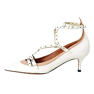 Valentino Women's Leather Two Tones Ankle Strap Kitten Heels Shoes Sz US 8 IT 39 Multi-Color