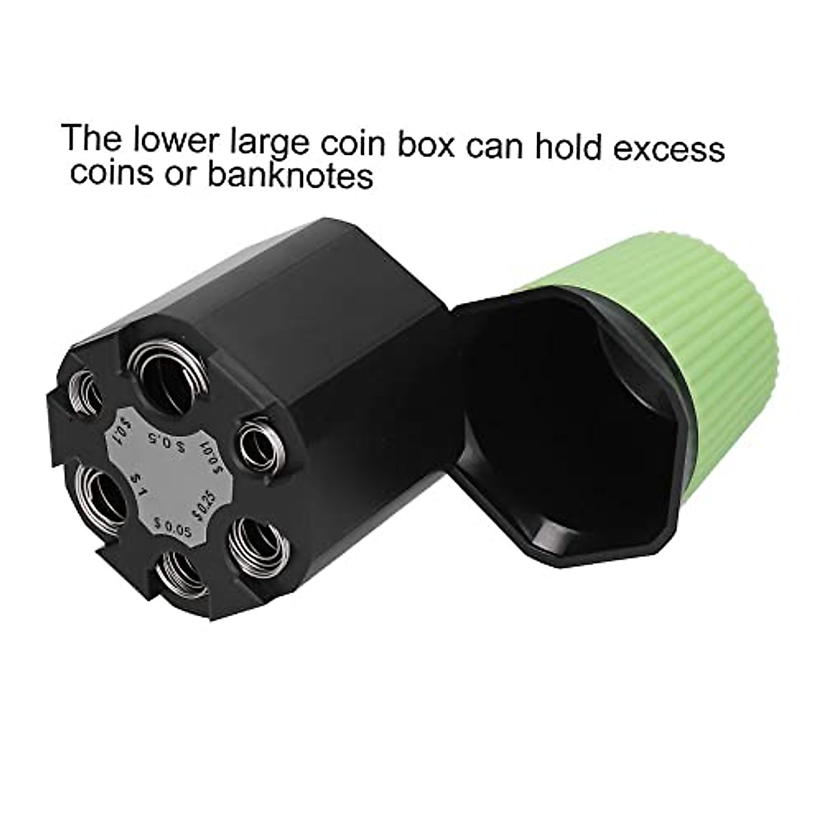 2Layer Car Holder and Cash Organizer for Vehicle Use - Portable Money Bank with Paper Money Storage Container - Black and Green Money Box - Dollar Bill Saver for Car