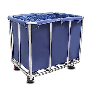 Home Laundry Cart on Wheels 12 Bushel Heavy Duty Canvas Laundry Carts Large Rolling Commercial Laundry Baskets Trucks with Steel Frame and Waterproof Oxford Cloth, 300 Lbs Weight Capacity