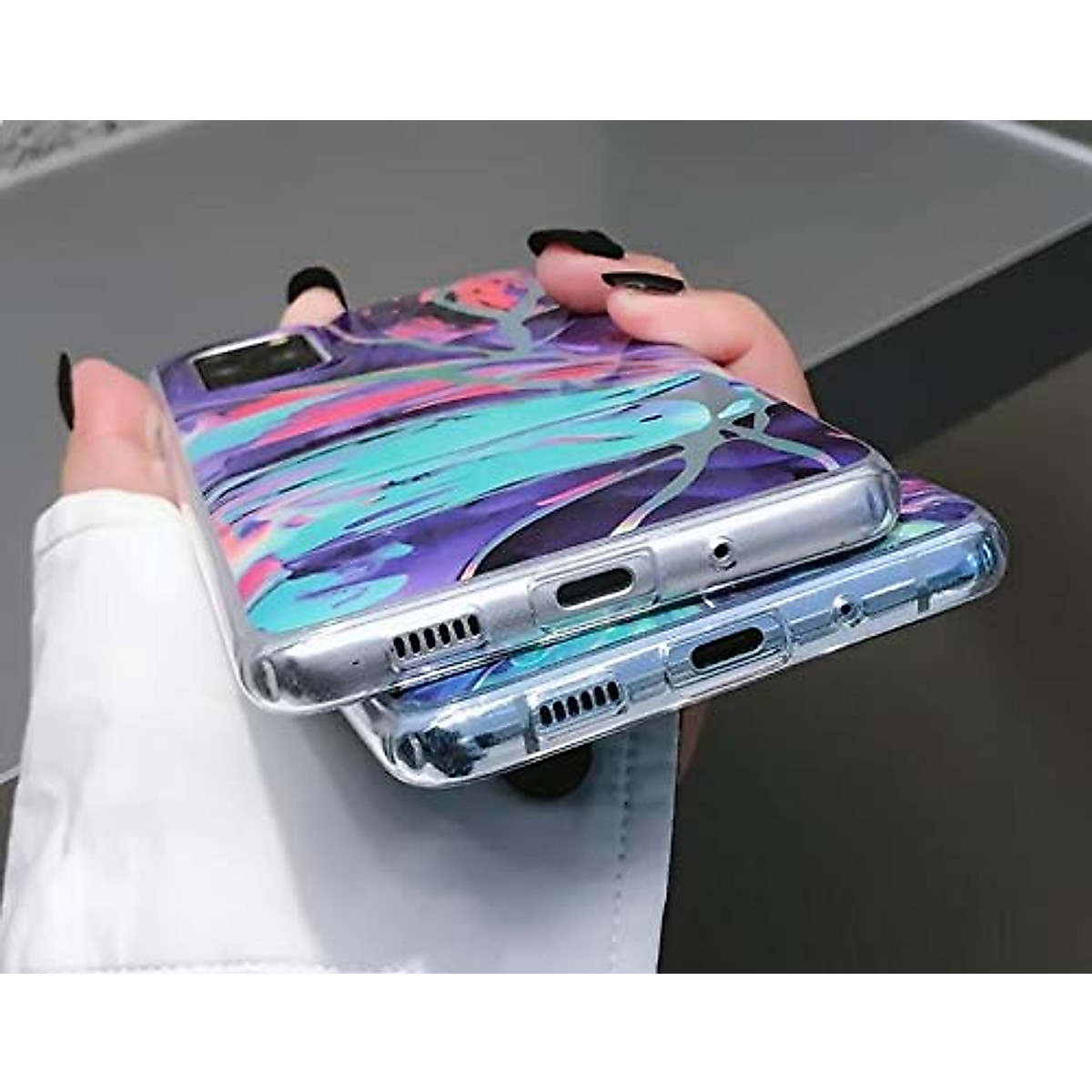 Sunswim for Galaxy S21 Plus Case Protective Cover Marble Phone Case for Women Girls Sparkle Slim Fit Shockproof Soft Silicone Rubber TPU Bumper Case for Samsung Galaxy S21 Plus 5G Case 6.7" 2021-Blue