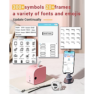 Phomemo Label Maker Machine with Tape, P12 Pro Portable Bluetooth Label Printer, Small Smart Phone Handheld Sticker Mini Labeler Multiple Templates Easy to Use Inkless Rechargeable Office Home- Pink