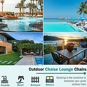 SUNLEI Lounge Chair for Outside Set of 2, Movable Chaise Lounge Outdoor, Pool Recliner Lounge Chairs with Adjustable Backrest & Textilene, Sturdy Aluminum Frame, Tanning Chair for Patio, White