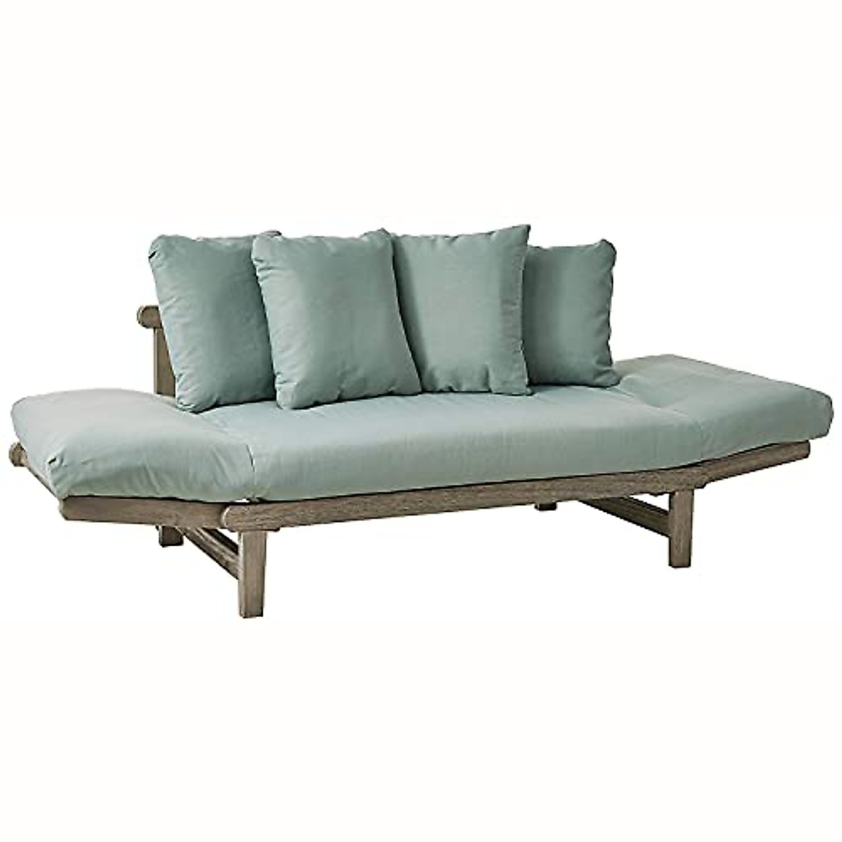 Cambridge Casual West Lake Outdoor Convertible Sofa Daybed, Solid Wood, Weathered Gray/Blue Spruce Cushion