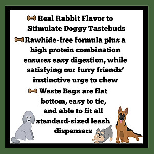 AccessiPets Dog Chews Bundles for All Sized Dogs, Rawhide Free Alternative 7 Inch Highly Digestible Retriever Rolls Bundle with 1 Dog Waste Roll (Rabbit, 2 Count)