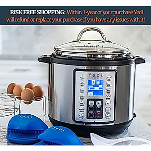 Yedi 9-in-1 Total Package Instant Programmable Pressure Cooker, 6 Quart, Deluxe Accessory kit, Recipes, Pressure Cook, Slow Cook, Rice Cooker, Yogurt Maker, Egg Cook, Sauté, Steamer, Stainless Steel