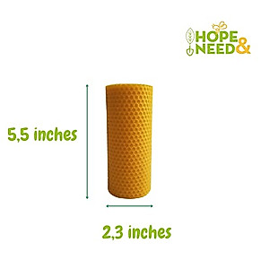 Hope&Need Beeswax Pillar Candles- Big Size 1 Piece(5.5 inches x 2.3 inches) 0 Pure Bees Wax Candles for Home Decoration, Healthy and Natural Honeycomb, Hand-Rolled Beeswax Candle, No Chemicals