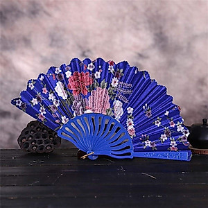 HRANG Hand Fan Folding Fan,Hand-held Fan,Wedding Folding Fan Chinese Style Dance Wedding Party Lace Silk Folding Hand Flower Fan Fans Hand Paper Folding Props Vintage Style