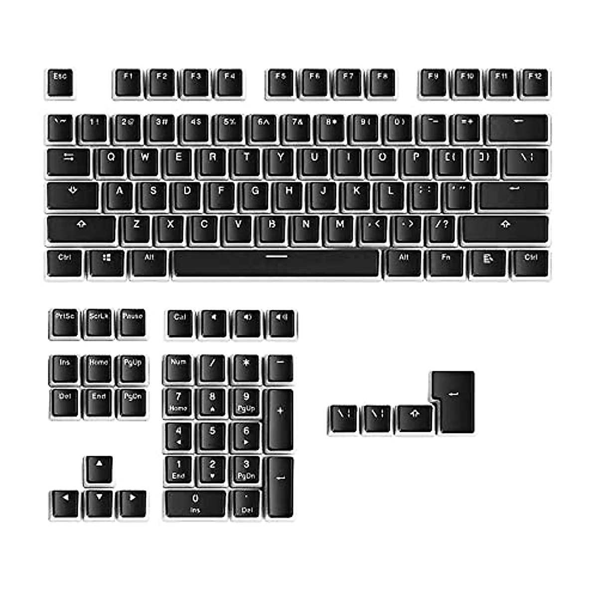 Happy Balls Pudding Keycaps PBT Backlit Cherry MX Keycap Set Doubleshot OEM Profile Translucent with Keycap Puller for US UK Layout 61 87 104 108 MX Switches Mechanical Keyboard(Black)