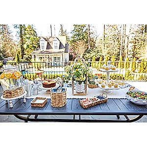 Mud Pie Water Hyacinth Section Server, 5" x 16 1/4", White, Brown