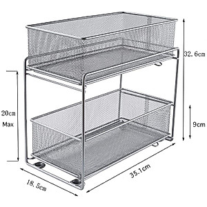 LaCyan Stackable Cabinet Organizer Pull Out Drawer for Kitchen Under Sink Storage,2 Tier
