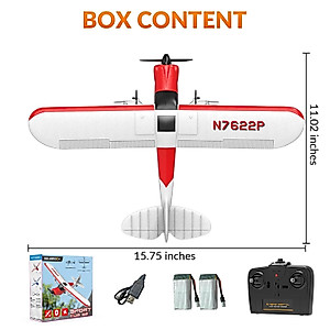 VOLANTEXRC RC Planes Sport Cub S2 for Kids, 2.4Ghz 2CH Remote Control Airlane Portable & Easy to Fly Outdoor Toy Gifts with Gyro Stabilizer for Beginner (Red)