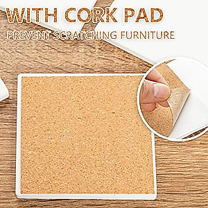 COYMOS Ceramic Tiles for Crafts Coasters, 12Pcs Blank Coasters Unglazed Ceramic White Tiles for Painting, Alcohol Ink, Acrylic Pouring - Make Your Own Coasters - Cork Backing Pads Included (4x4 inch)