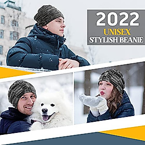 Beanie for Men Hats Slouchy - Winter Skull Cap for Guys Women Cool Beanies Knit Warm Christmas Stocking Stuffer Gifts Idea Black