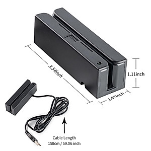 Posunitech Msr90 Swiper Magnetic Credit Card Reader USB 3-Tracks Hi/Lo Data Collector, Mini Stripe Card Reader for Point of Sale (POS), Access Control, ID Verify