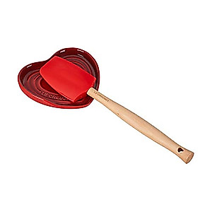 Le Creuset Cerise Stoneware Heart Shaped Spoon Rest, 5.25"