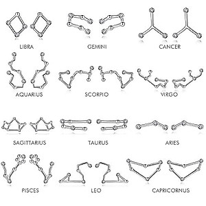 Pisces Zodiac Constellation Earrings 925 Sterling Silver CZ Horoscope Stud Earrings for Women -VIKI LYNN