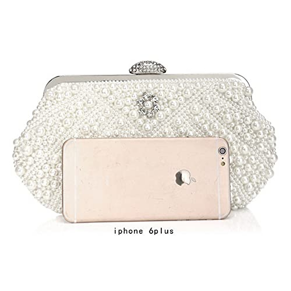 Crystal Floral Pearl Purses for Women Pearl Bag Tote Bag Beaded bag Bridal Purse Evening Party Bag with Chain Wedding Ivory