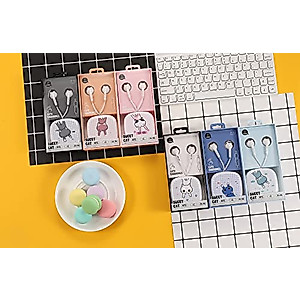 QearFun Cat Earbuds for Kids, Kawakii Wired Earbud & in-Ear Headphones Gift for School Girls and Boys with Microphone and Lovely Earphones Storage Case(SkyBlue G)