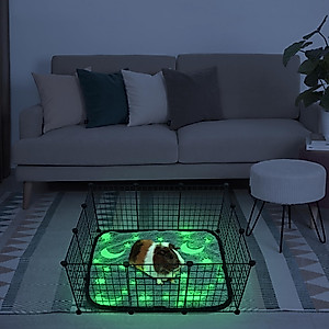 3PCS Guinea Pig Bedding Glow in Dark Small Pet Warm Liners Washable Hamster Bedding Pads, Absorbent & Anti Slip Rat Dragon Luminous Bedding Playing Mats for Small Animals, 14 inch
