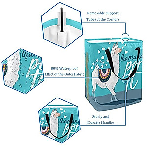 Llama and Cactus on Desert Print Collapsible Laundry Hamper, 60L Waterproof Laundry Baskets Washing Bin Clothes Toys Storage for Dorm Bathroom Bedroom