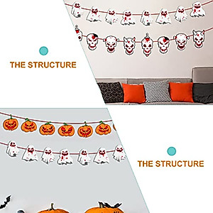 ABOOFAN 4Sets Zombie House Prop Mantel Indoor Theme Scary Doorways Halloween Ghost Shape Bunting Haunted Banner Pumpkin Banner, Skull Props Outdoor Wall Flag Decoration Houses of Banners Eyeball