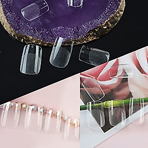 UNA GELLA Short Square Fake Nails 504pcs Short Square Press on Nails Pre-shape Short Square Gel Nail Tips for Full Cover Acrylic Short Square Nails False Nails For Nail Extension Home DIY Nail Salon 12 Sizes Gelly Tips